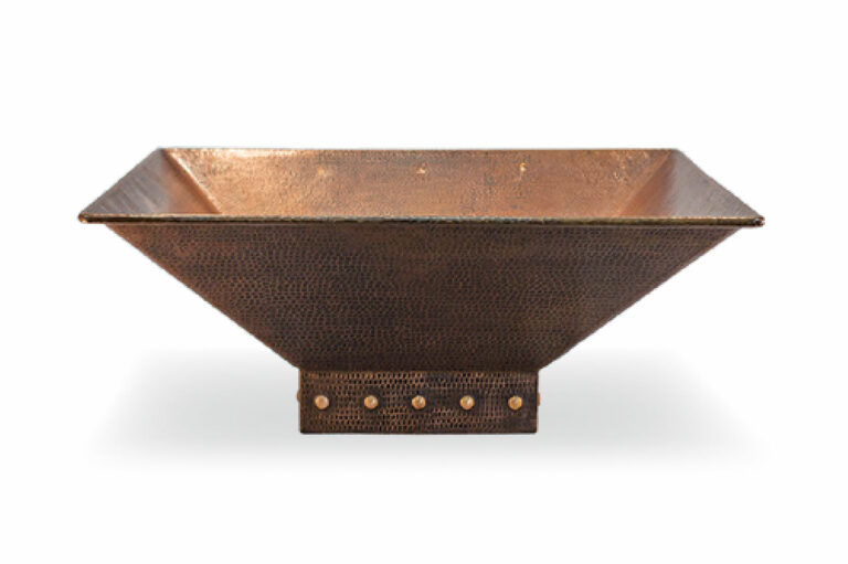 Hammered Copper Square Fire & Water Bowl - PebbleTec